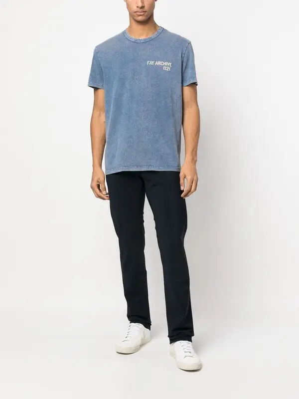 FAY Logo-print Short-sleeved T-shirt - Blue