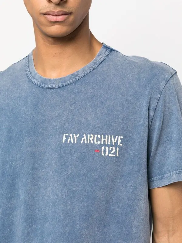 FAY Logo-print Short-sleeved T-shirt - Blue