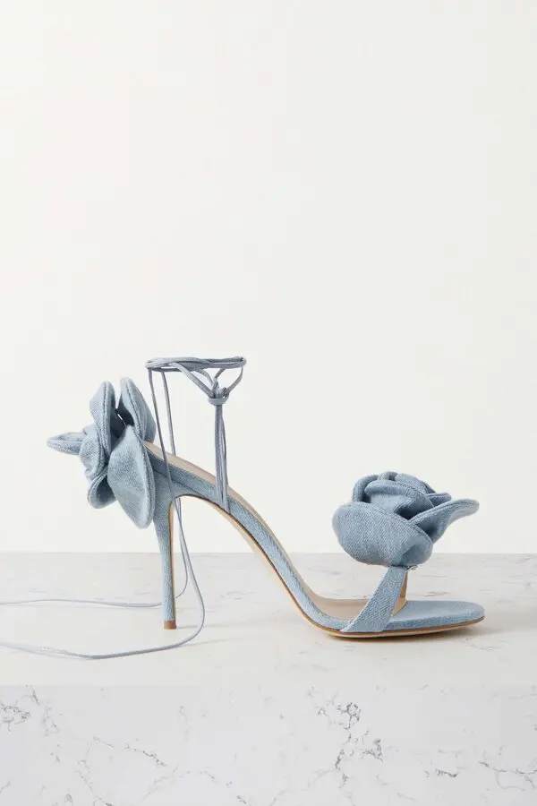 Magda Butrym Embellished Denim And Leather Sandals