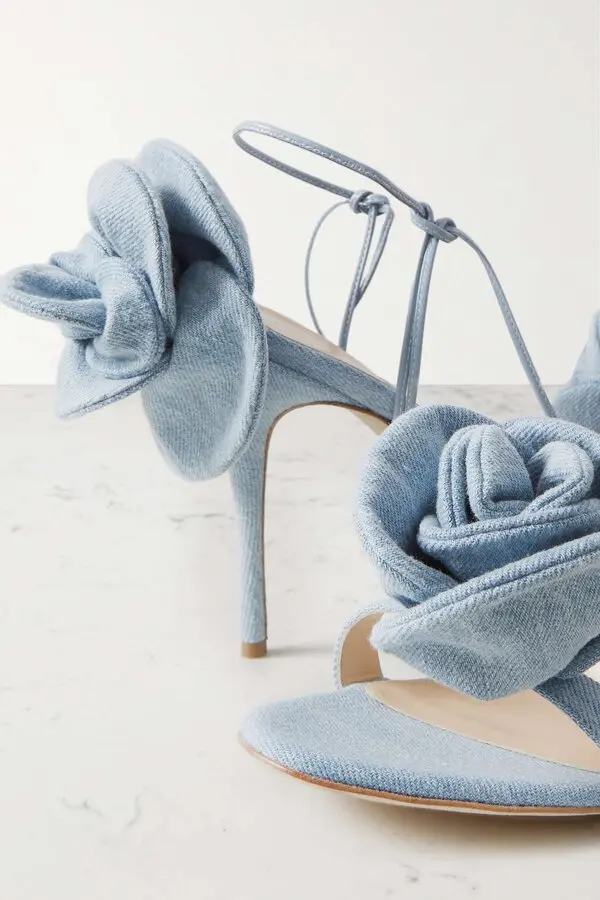 Magda Butrym Embellished Denim And Leather Sandals