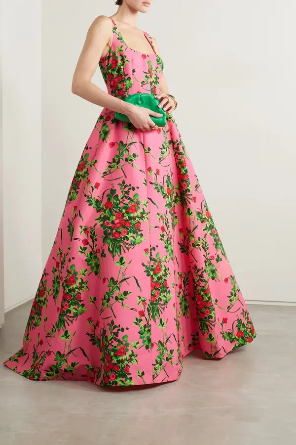Carolina Herrera Floral-print Faille Gown