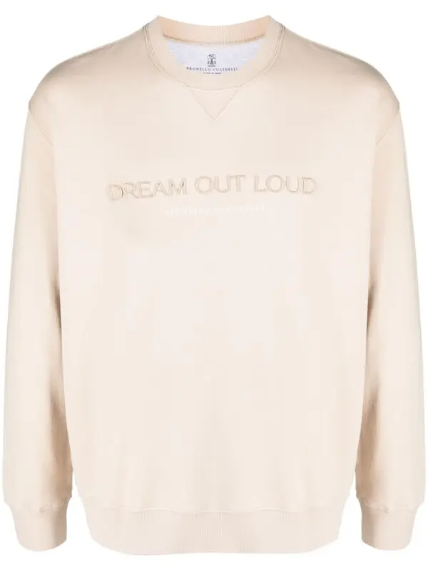 Brunello Cucinelli Embroidered Slogan-design Sweatshirt - Neutrals