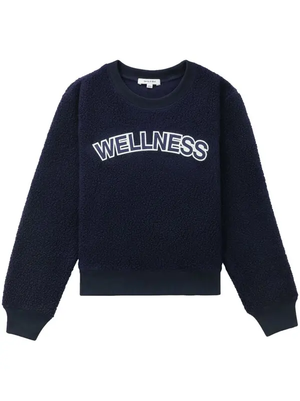 SPORTY & RICH Wellness Bouclé Cropped Sweatshirt - Blue