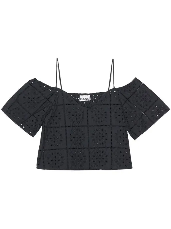 GANNI Broderie Anglaise Cropped Top