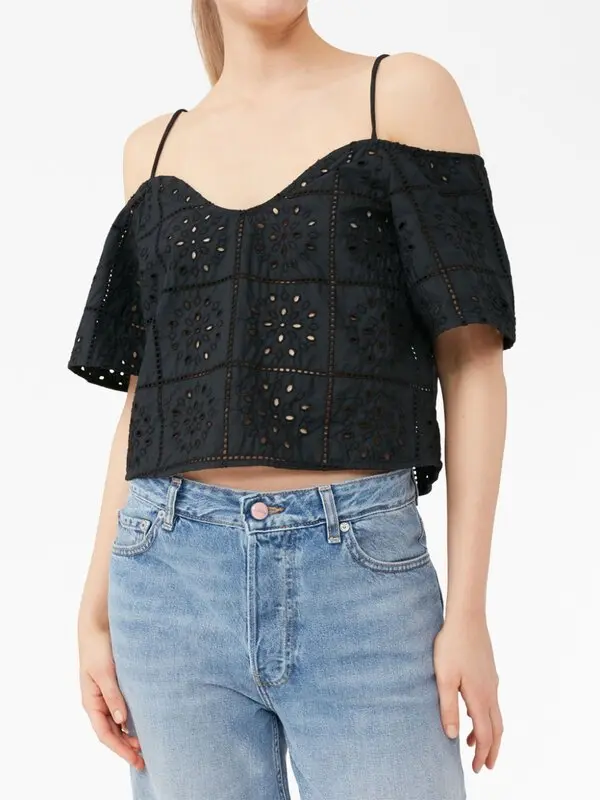 GANNI Broderie Anglaise Cropped Top