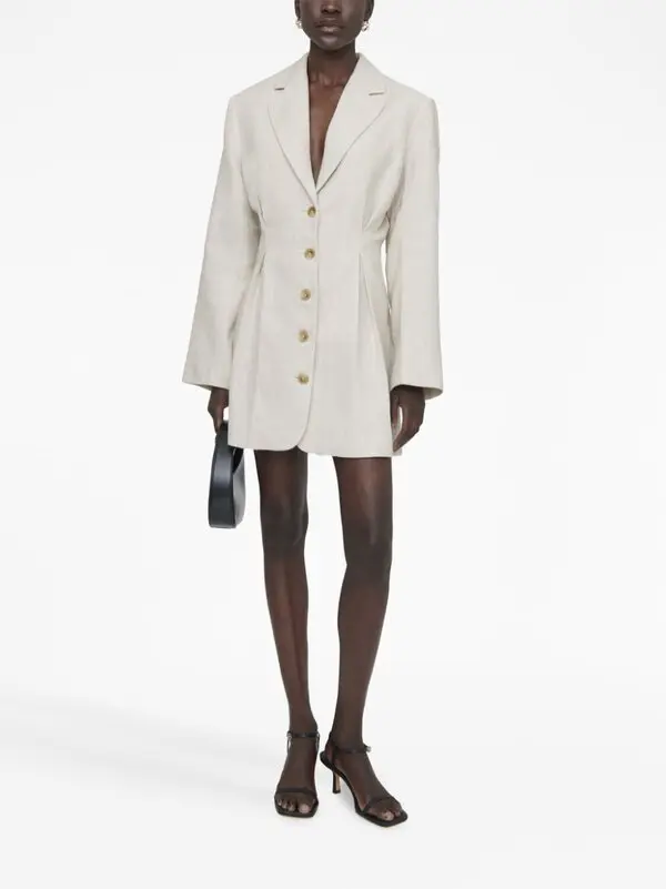 Anine Bing Taya Linen Blazer Dress In Neutrals - 30% Off | Editorialist