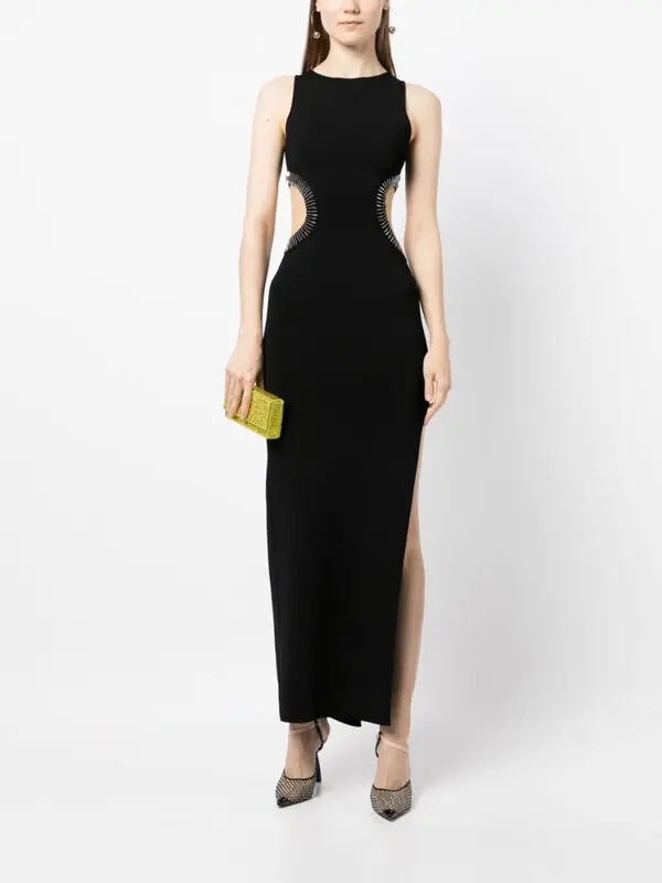 Galvan Mirrored Luna Bead-embellished Long Dress