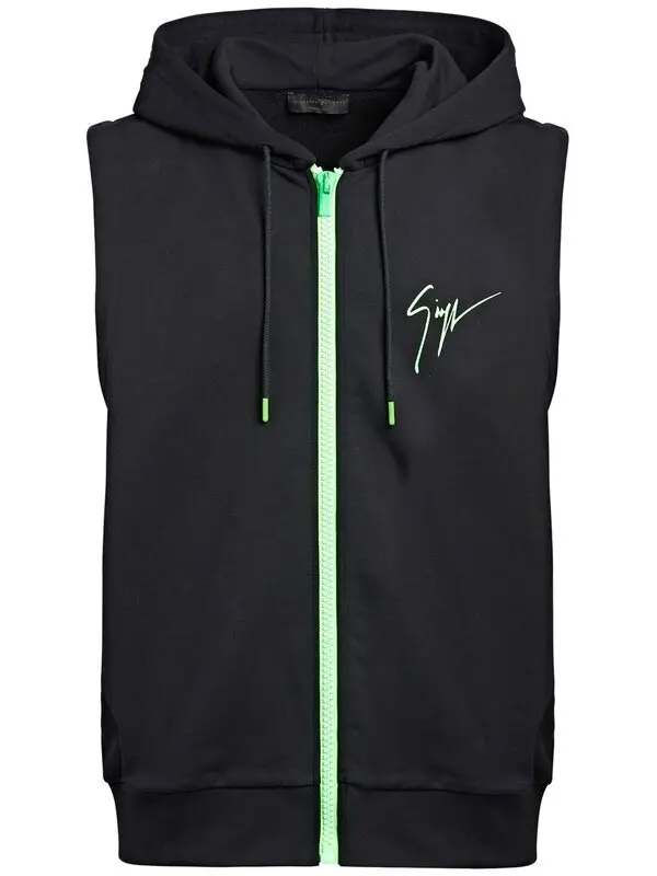 GIUSEPPE ZANOTTI Sleeveless Hoodie - Black