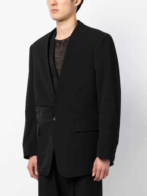 SONGZIO Layered Collarless Blazer - Bk