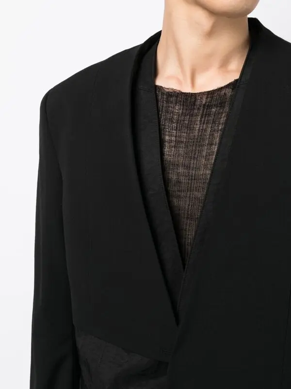 SONGZIO Layered Collarless Blazer - Bk