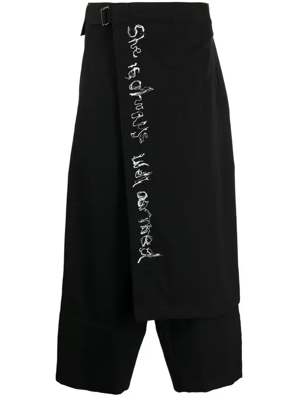 Yohji Yamamoto Wrap-design Wool Trousers