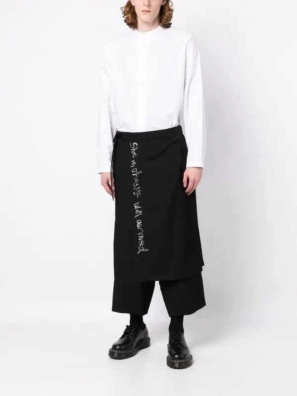 Yohji Yamamoto Wrap-design Wool Trousers