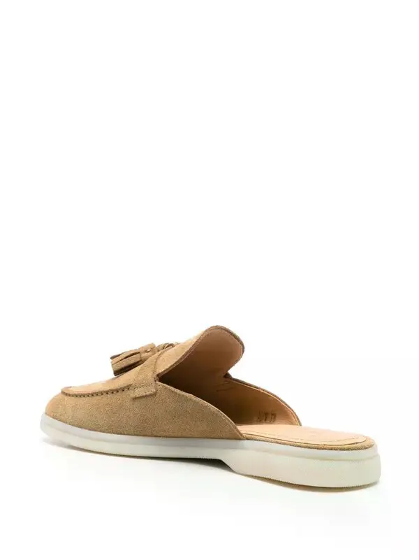 SCAROSSO Suede Mules With Tassel Detail - Neutrals