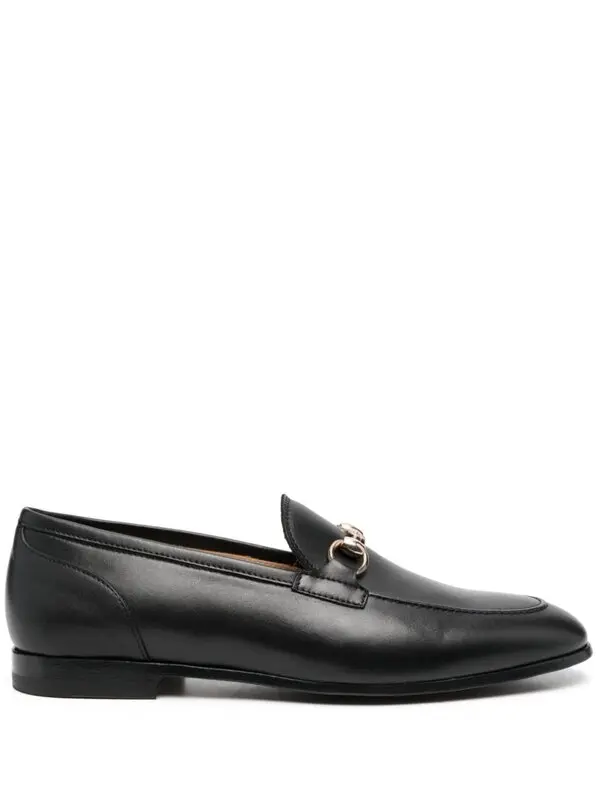 SCAROSSO Buckle-detail Leather Loafers - Black