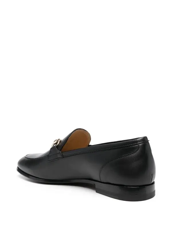 SCAROSSO Buckle-detail Leather Loafers - Black