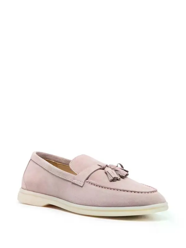 SCAROSSO Tassel Detail Suede Loafers - Pink
