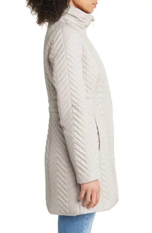 Via Spiga Herringbone Quilted Hooded Jacket - Oyster