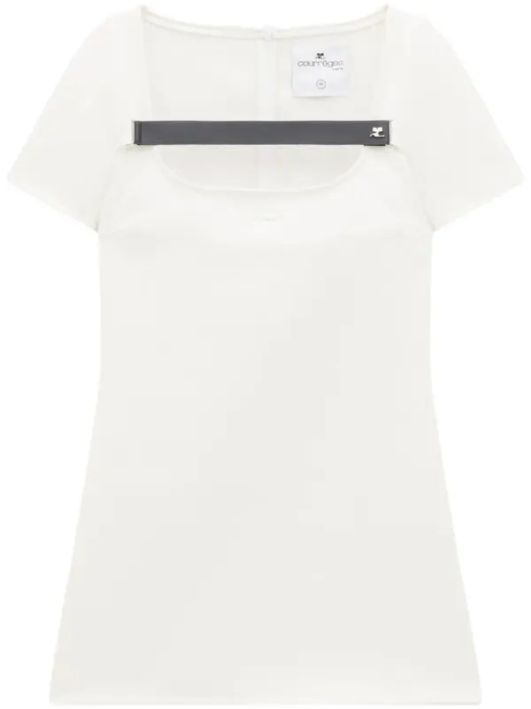 COURREGES Short Sleeve Mini Dress - White