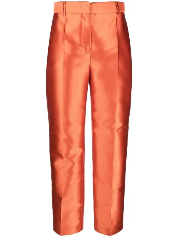 Alberta Ferretti Satin Straight-leg Trousers - Orange