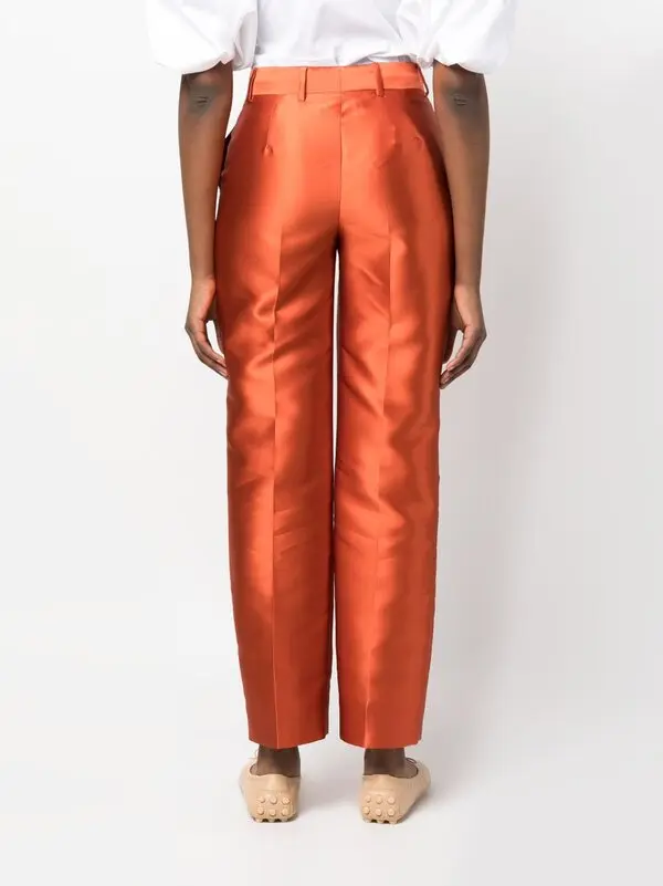 Alberta Ferretti Satin Straight-leg Trousers - Orange