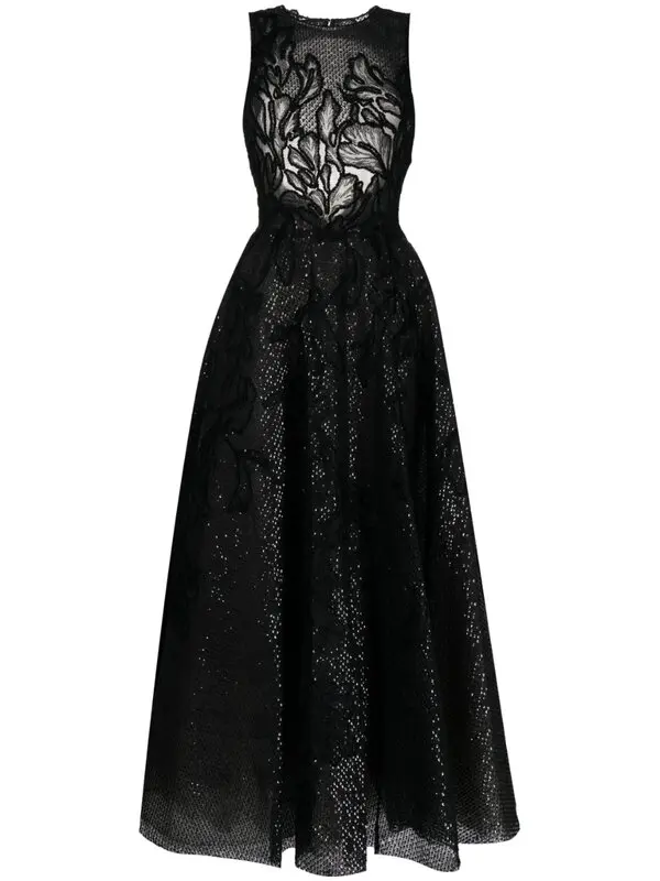 SAIID KOBEISY Sequin-embellished Semi-sheer Dress