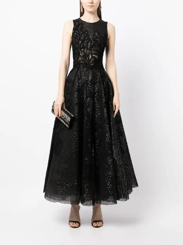 SAIID KOBEISY Sequin-embellished Semi-sheer Dress