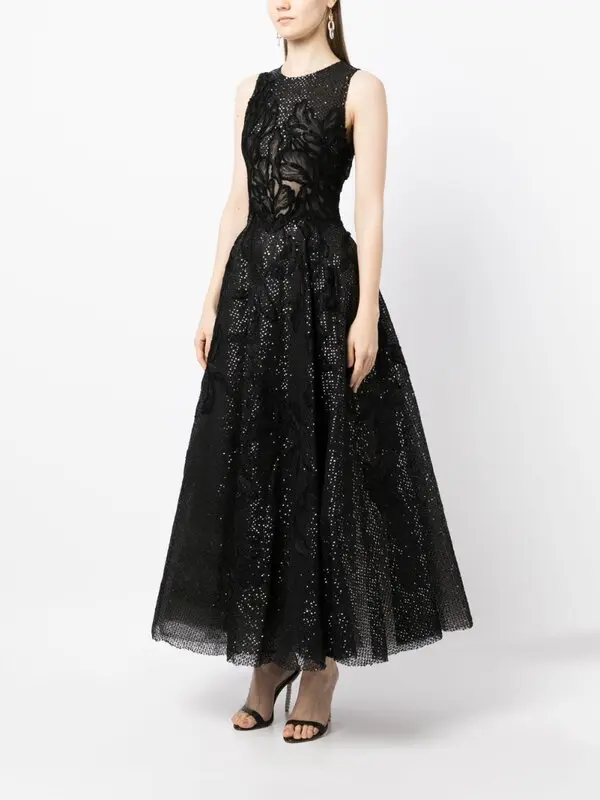 SAIID KOBEISY Sequin-embellished Semi-sheer Dress