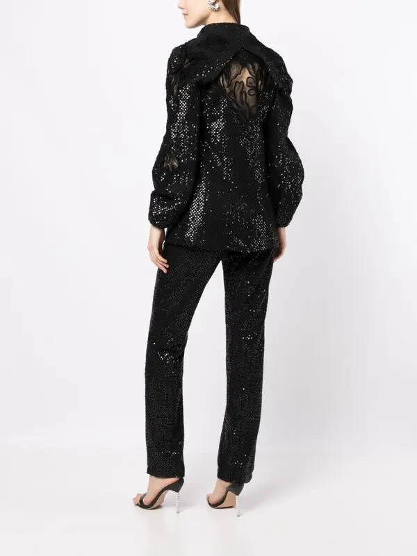 SAIID KOBEISY Sequin Ripped Jacket - Black