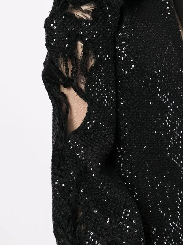 SAIID KOBEISY Sequin Ripped Jacket - Black