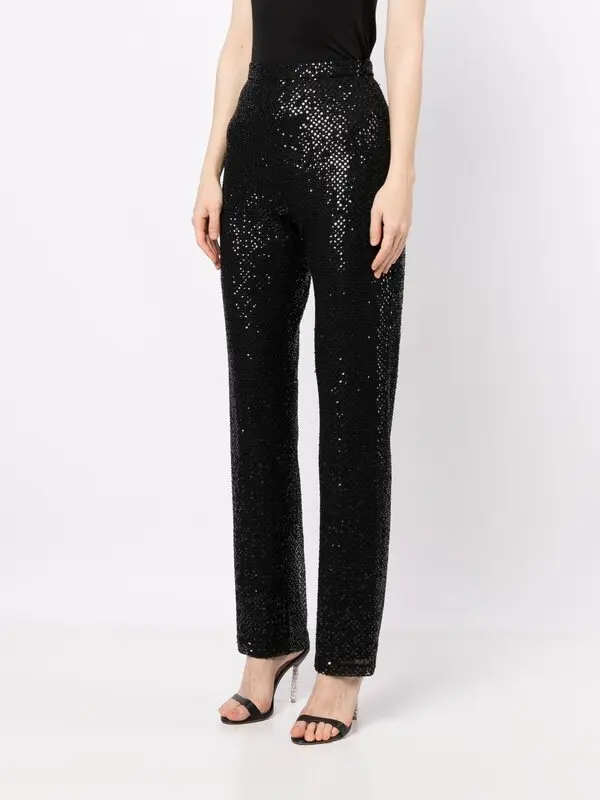 SAIID KOBEISY Sequined Straight-leg Trousers - Black
