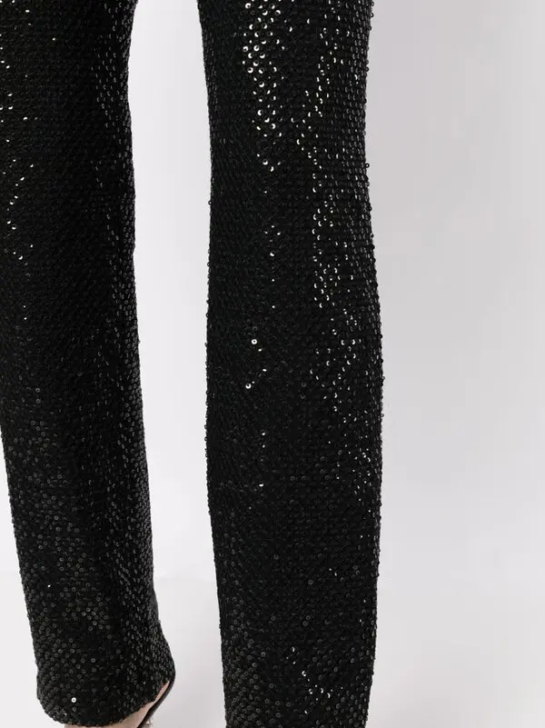 SAIID KOBEISY Sequined Straight-leg Trousers - Black