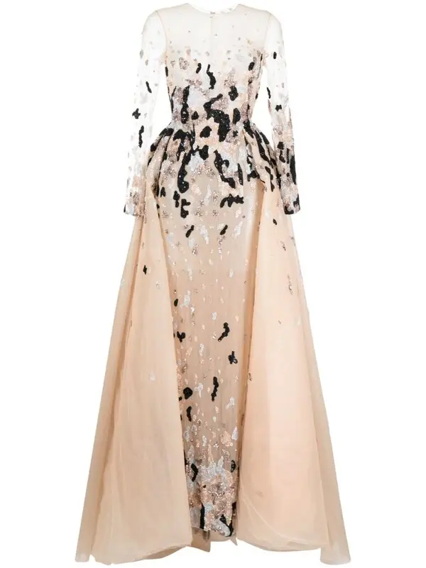 SAIID KOBEISY Bead-embellished Tulle Gown