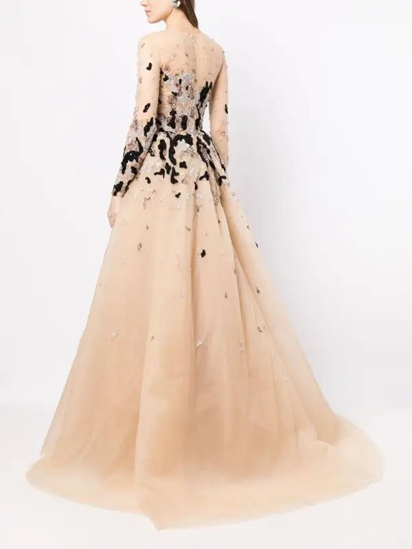 SAIID KOBEISY Bead-embellished Tulle Gown