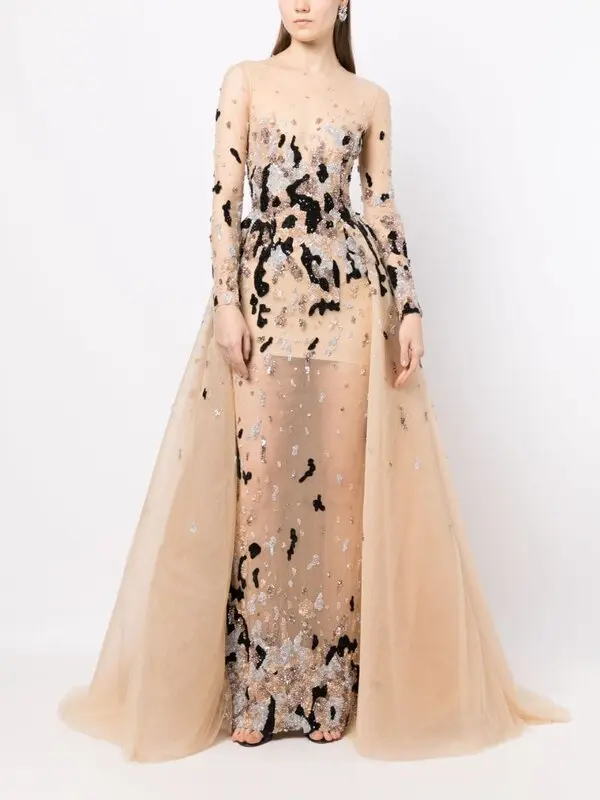 SAIID KOBEISY Bead-embellished Tulle Gown