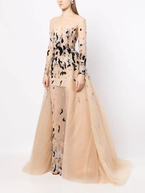SAIID KOBEISY Bead-embellished Tulle Gown