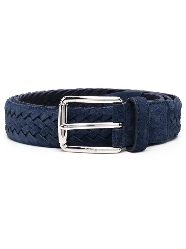 TOD'S Logo-engraved Braided Belt - Blue