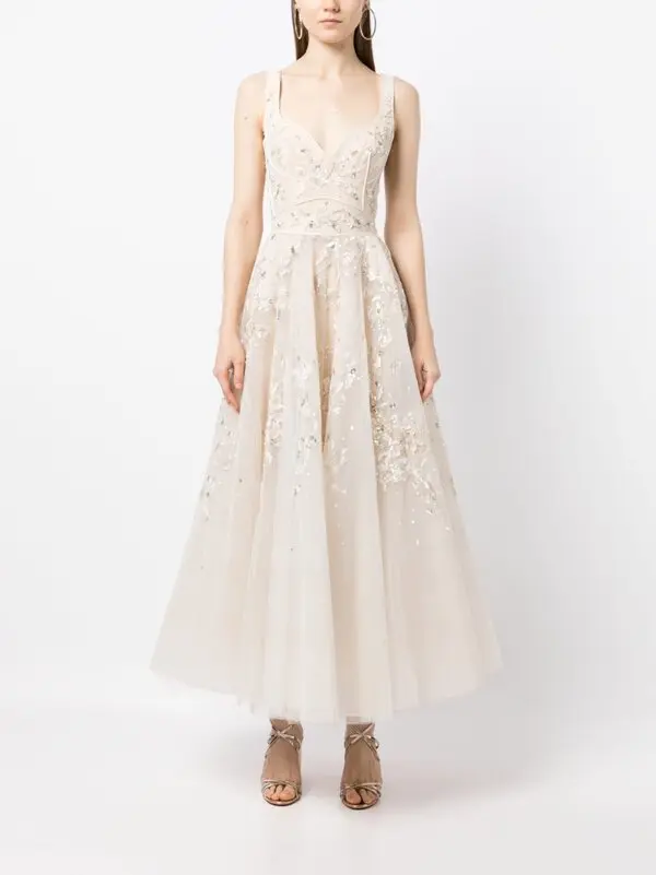 SAIID KOBEISY Beaded Tulle Gown