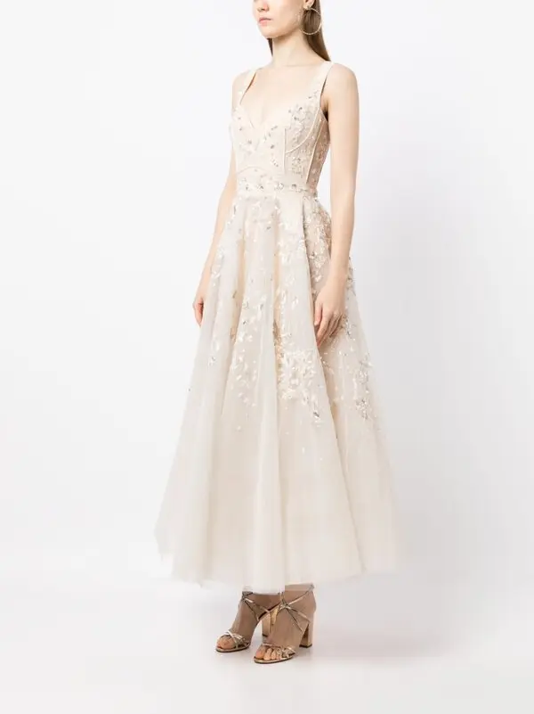 SAIID KOBEISY Beaded Tulle Gown