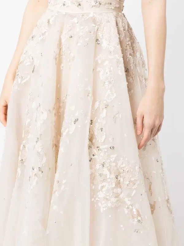 SAIID KOBEISY Beaded Tulle Gown