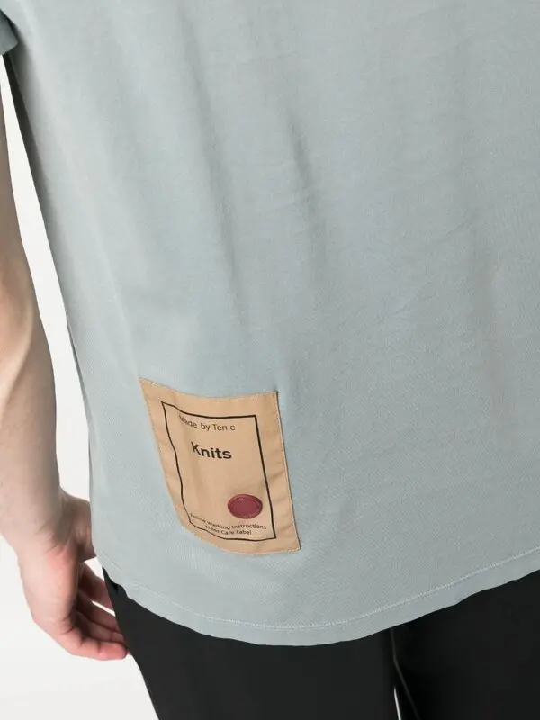 TEN C Logo-patch Cotton T-shirt - Grey