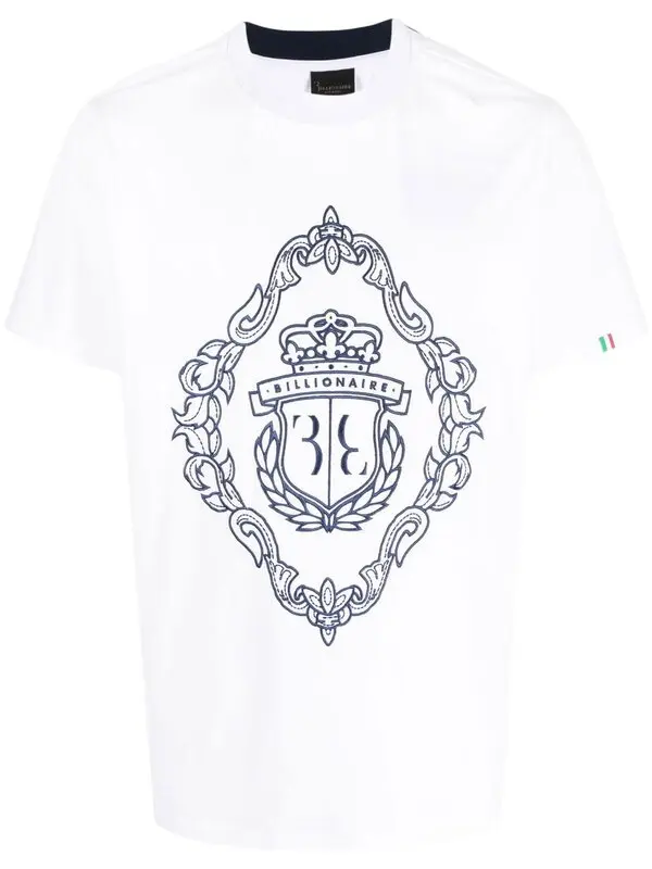BILLIONAIRE Logo-embroidered Short-sleeve T-shirt - White