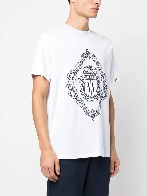 BILLIONAIRE Logo-embroidered Short-sleeve T-shirt - White