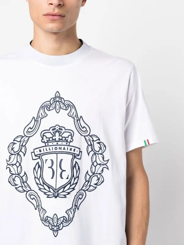 BILLIONAIRE Logo-embroidered Short-sleeve T-shirt - White