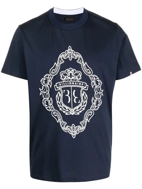 BILLIONAIRE Logo-embroidered Short-sleeve T-shirt - Blue