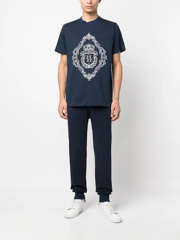 BILLIONAIRE Logo-embroidered Short-sleeve T-shirt - Blue