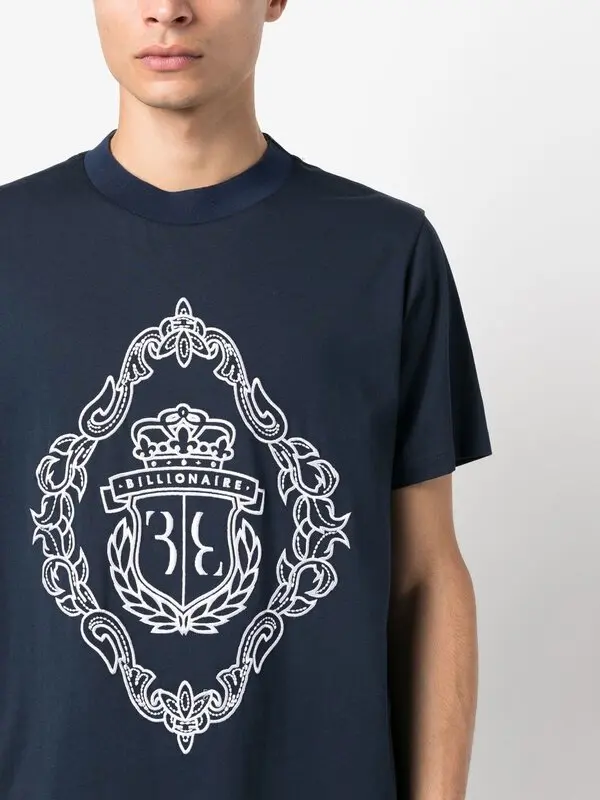 BILLIONAIRE Logo-embroidered Short-sleeve T-shirt - Blue