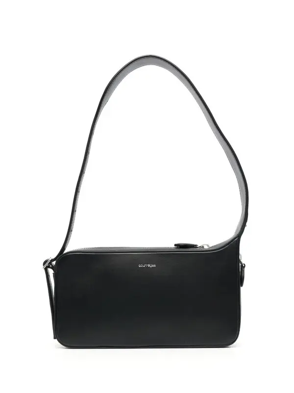 COURREGES Leather Racer Shoulder Bag - Black