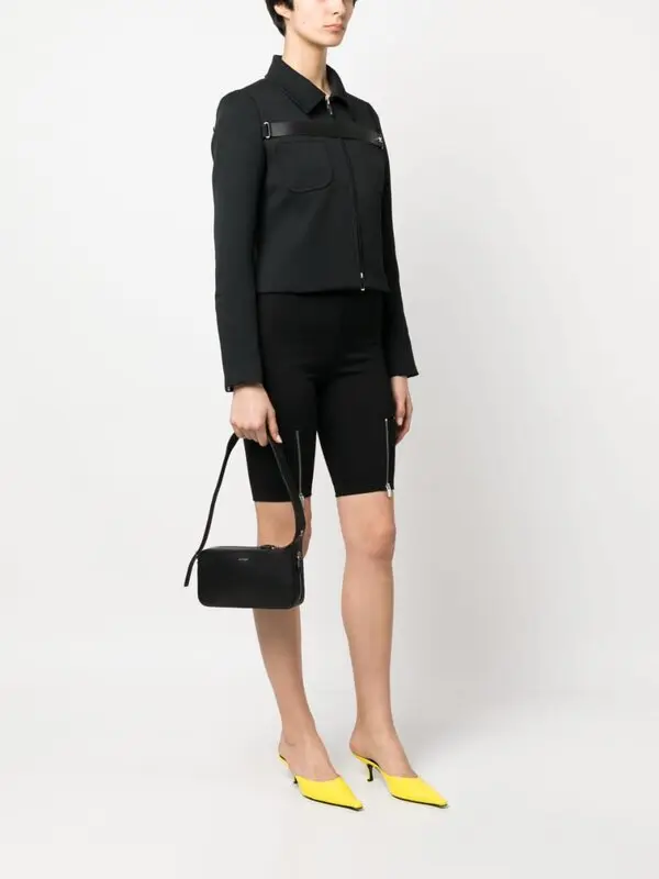 COURREGES Leather Racer Shoulder Bag - Black