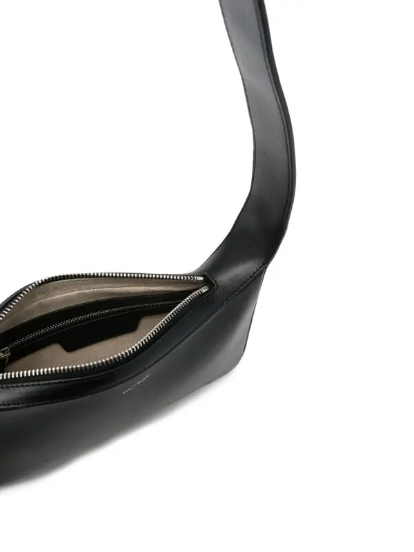 COURREGES Leather Racer Shoulder Bag - Black