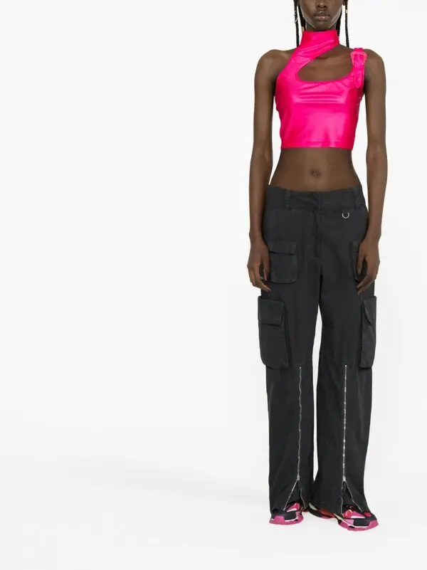 Versace Baroque-buckle Cropped Top - Pink